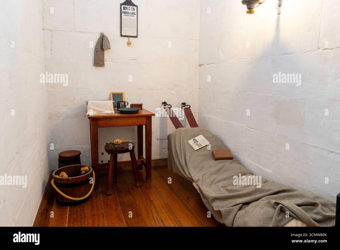 Photograph of a restored prisoner's cell at the Port Arthur Historic ...