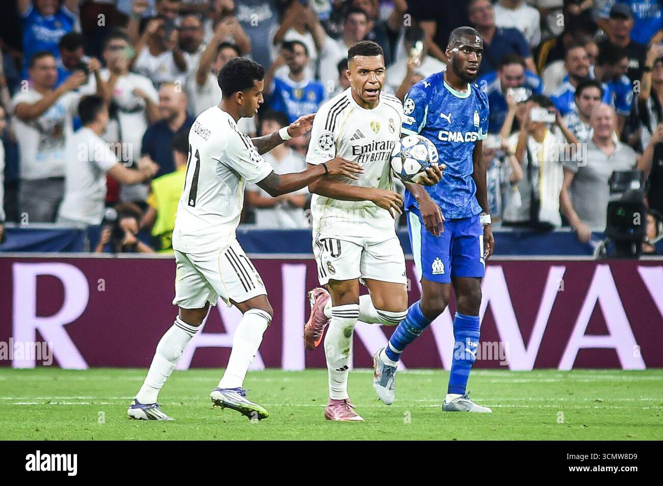 Kylian MBAPPE of Real Madrid celebrate his goal with Rodrygo SILVA DE ...