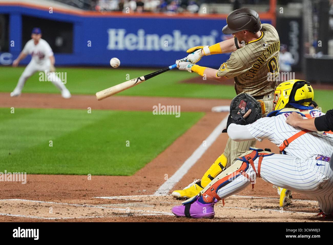 San Diego Padres' Jake Cronenworth hits an RBI single during the second ...