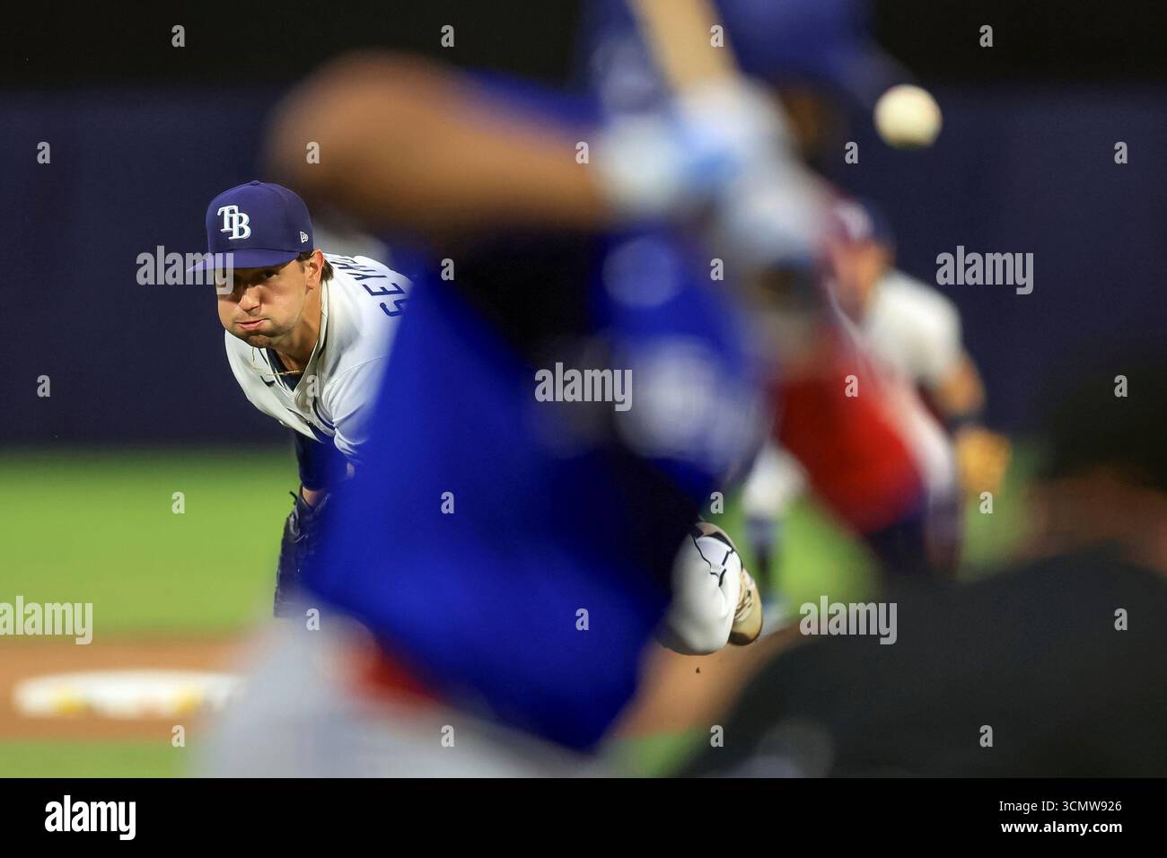 Tampa Bay Rays pitcher Ian Seymour throws against the Toronto Blue Jays ...