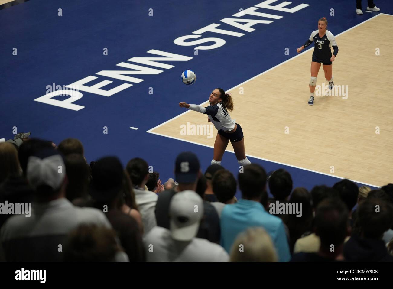 Penn State's right-side hitter Kennedy Martin dives for the ball during ...