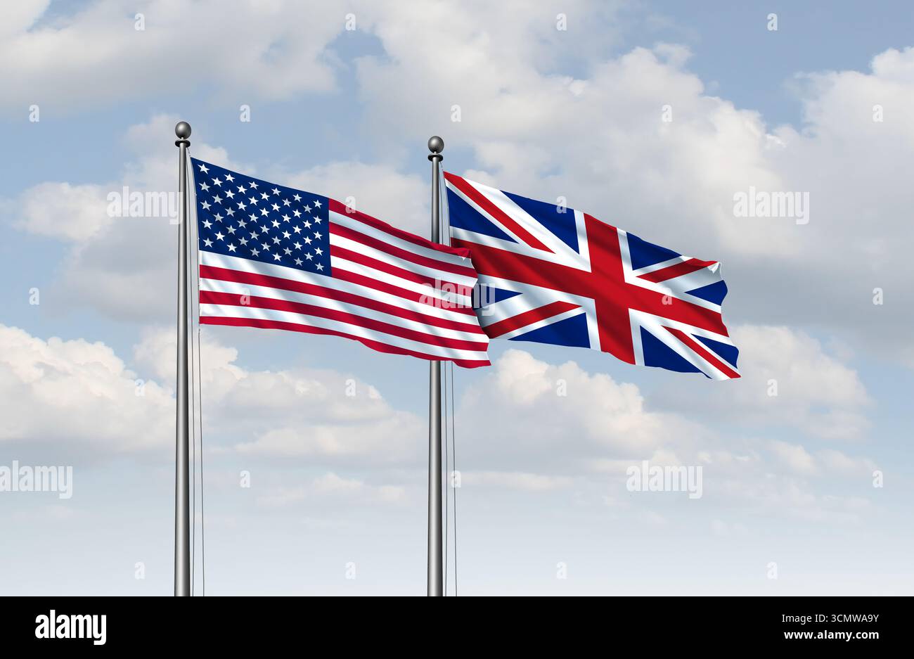 US And Britain Meeting as diplomatic flag symbols for negotiations ...