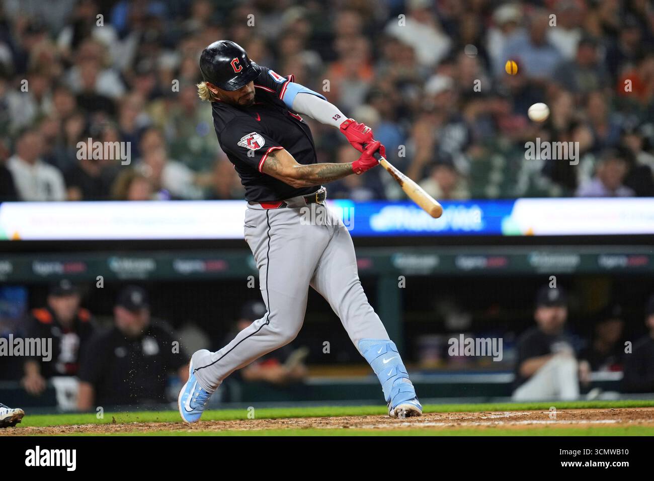 Cleveland Guardians' Gabriel Arias hits a double against the Detroit ...