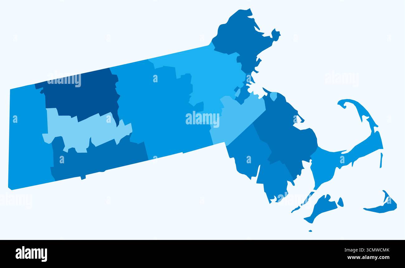 Map of Massachusetts with counties. Just a simple state border map with ...