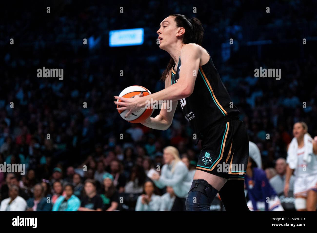 New York Liberty forward Breanna Stewart (30) looks for an opening for ...