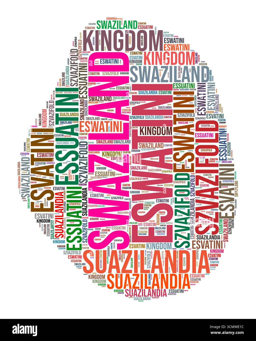 Swaziland country shape word cloud. Typography style country ...