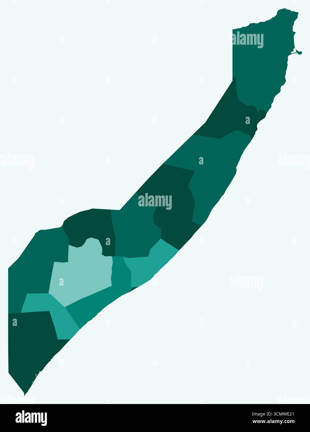 Map of Somalia with regions. Just a simple country border map with ...