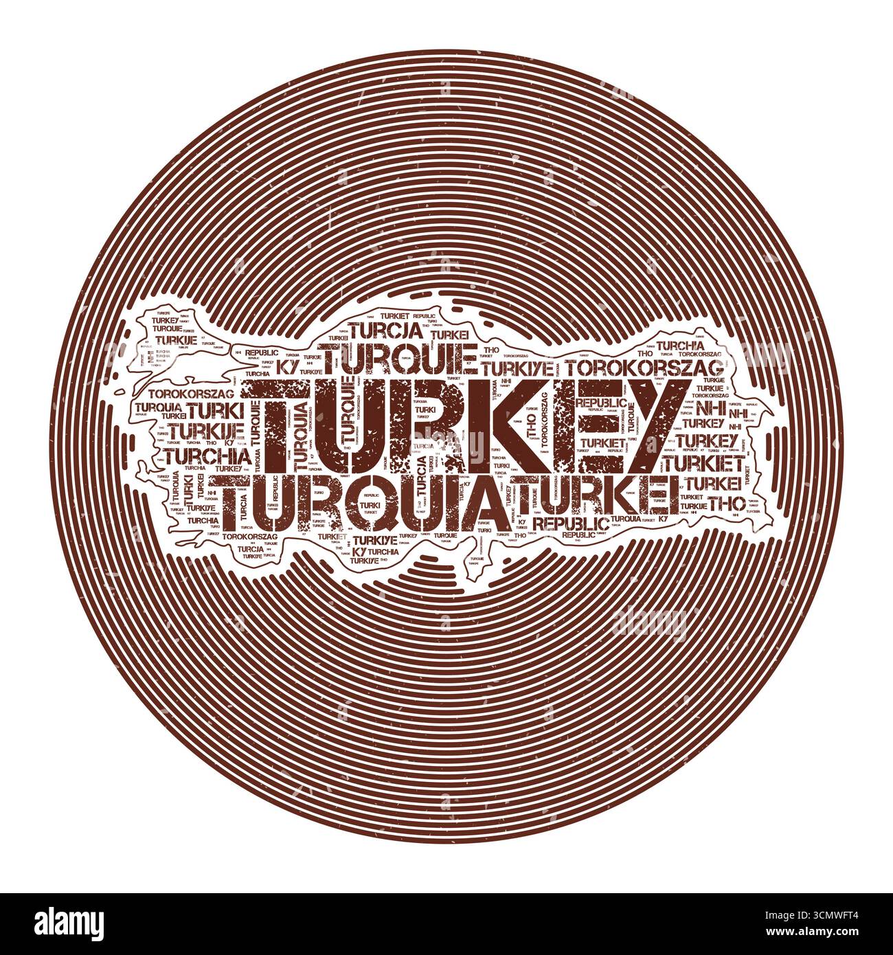 Turkey Vector Image. Country round logo design. Turkey poster in ...