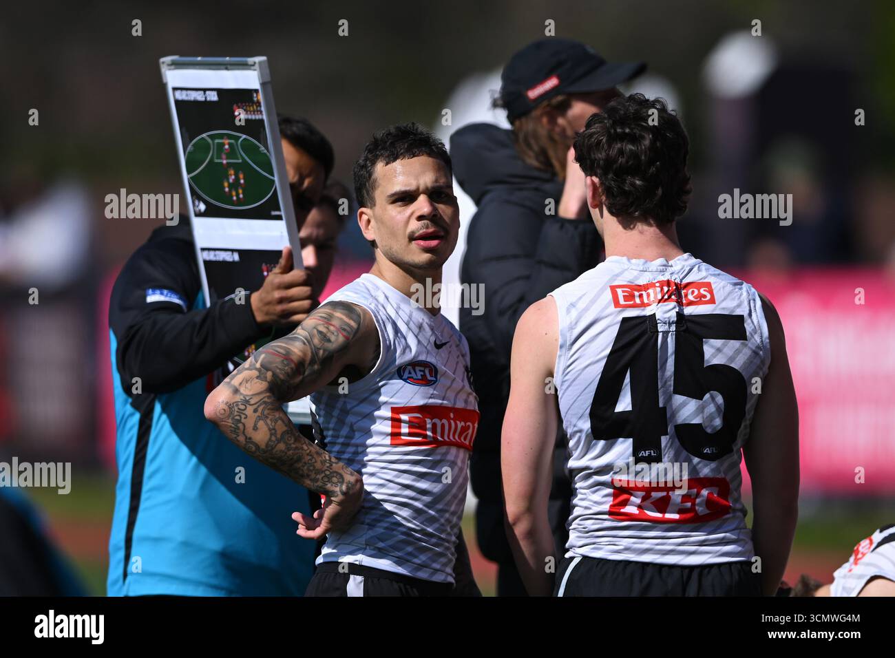 Bobby Hill of Collingwood looks on during a Collingwood Magpies ...