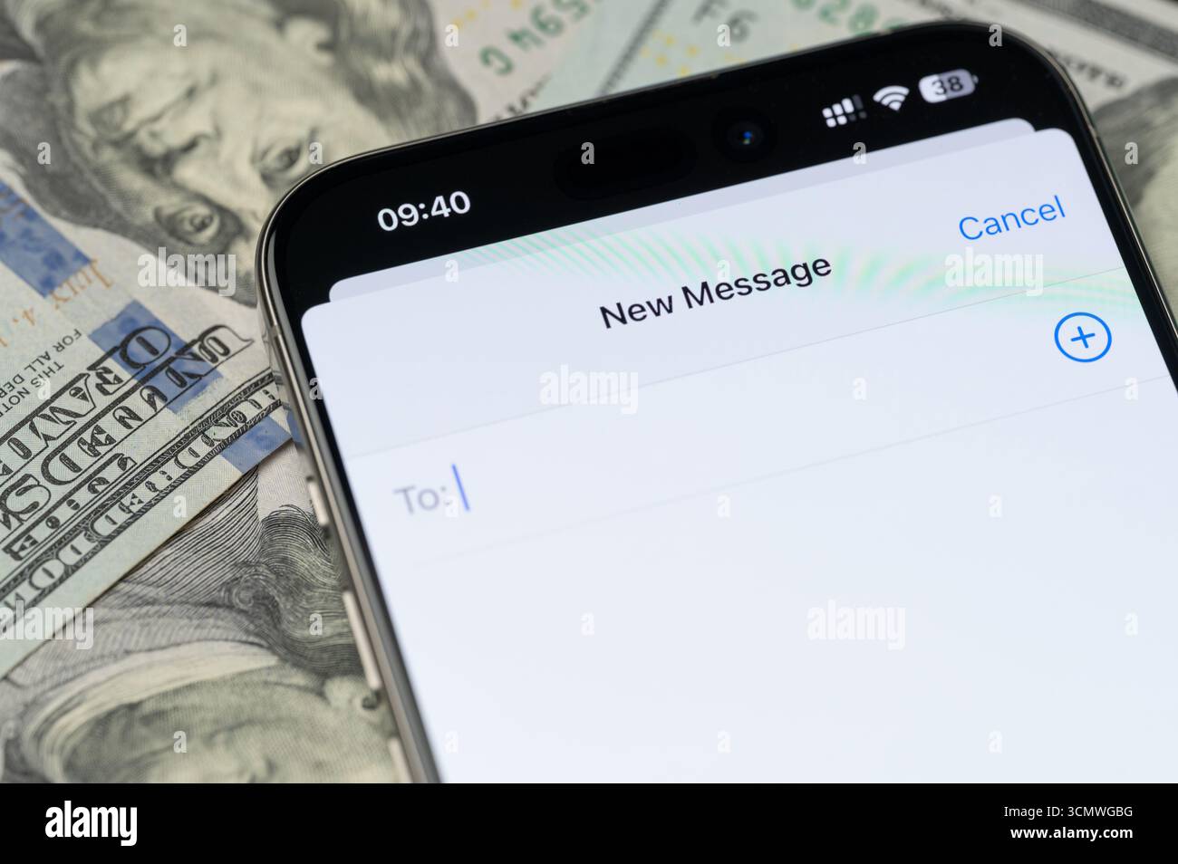 New York, USA - September 12, 2025: Create new message in imessage on ...