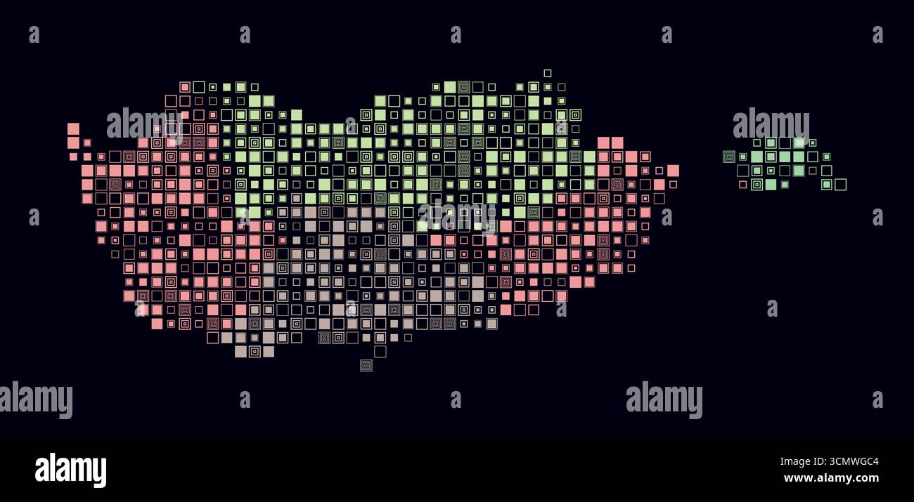 Cyprus, shape of the country built of colored cells. Digital style map ...