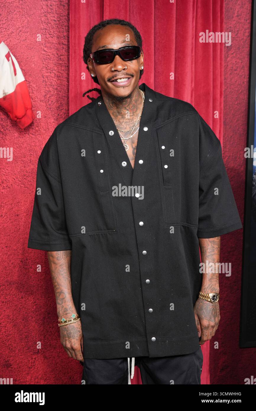 Wiz Khalifa arrives at the premiere of "Him" on Wednesday, Sept. 17 ...