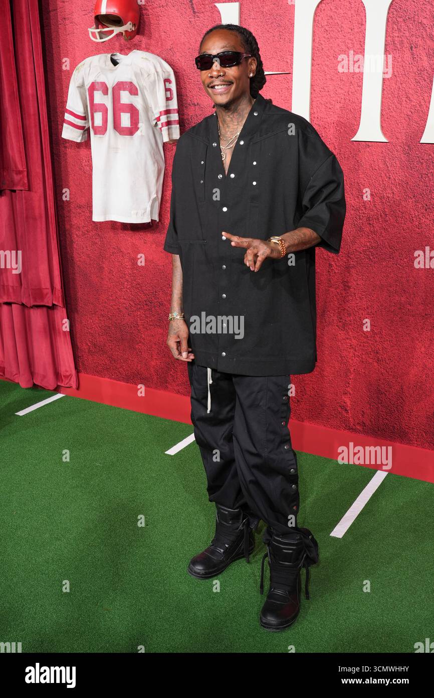 Wiz Khalifa arrives at the premiere of "Him" on Wednesday, Sept. 17 ...