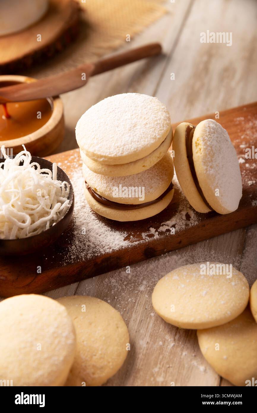 Alfajores. A traditional cookie popular in Latin American, it consists ...
