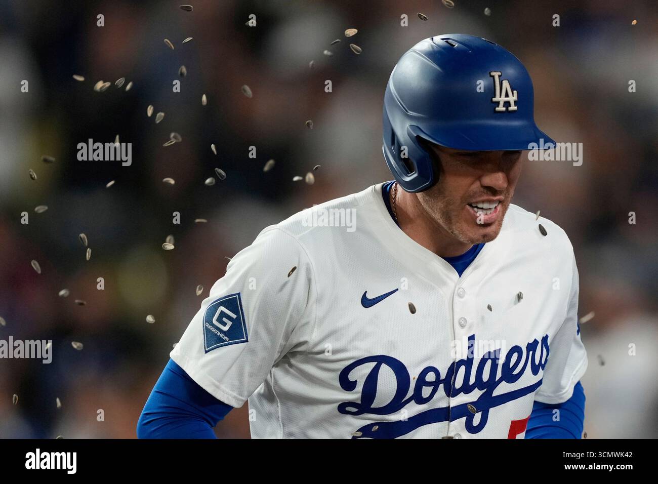 Los Angeles Dodgers' Freddie Freeman celebrates his home run during the ...