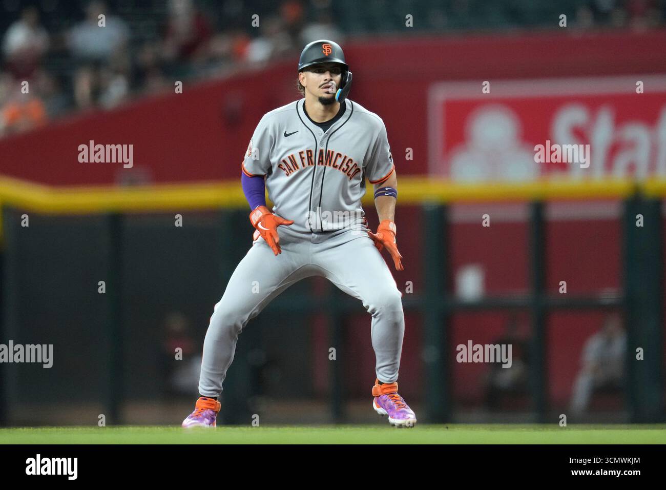 San Francisco Giants' Willy Adames takes a lead off from first base ...