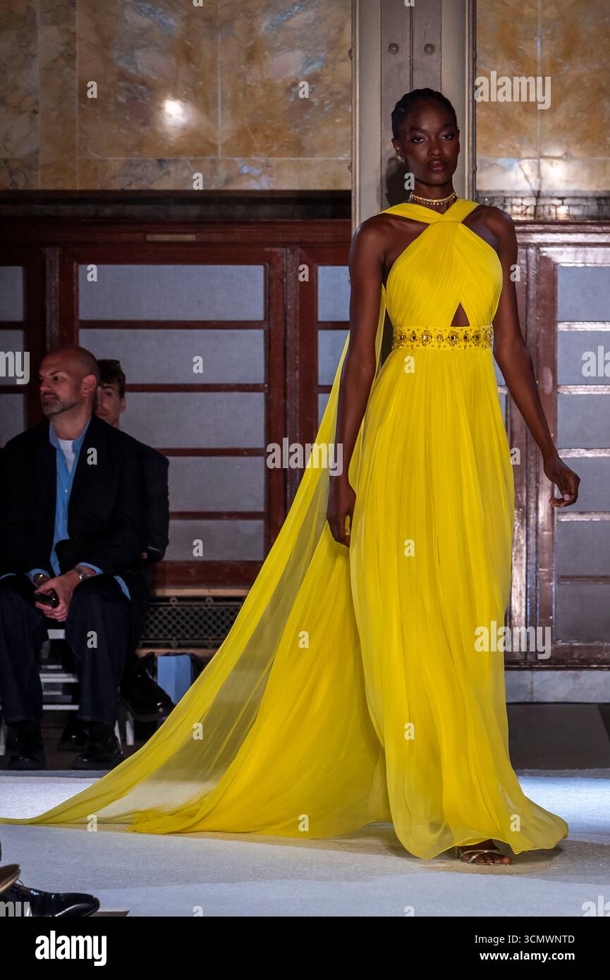Faye May walks the runway for the Pamella Roland fashion show during ...