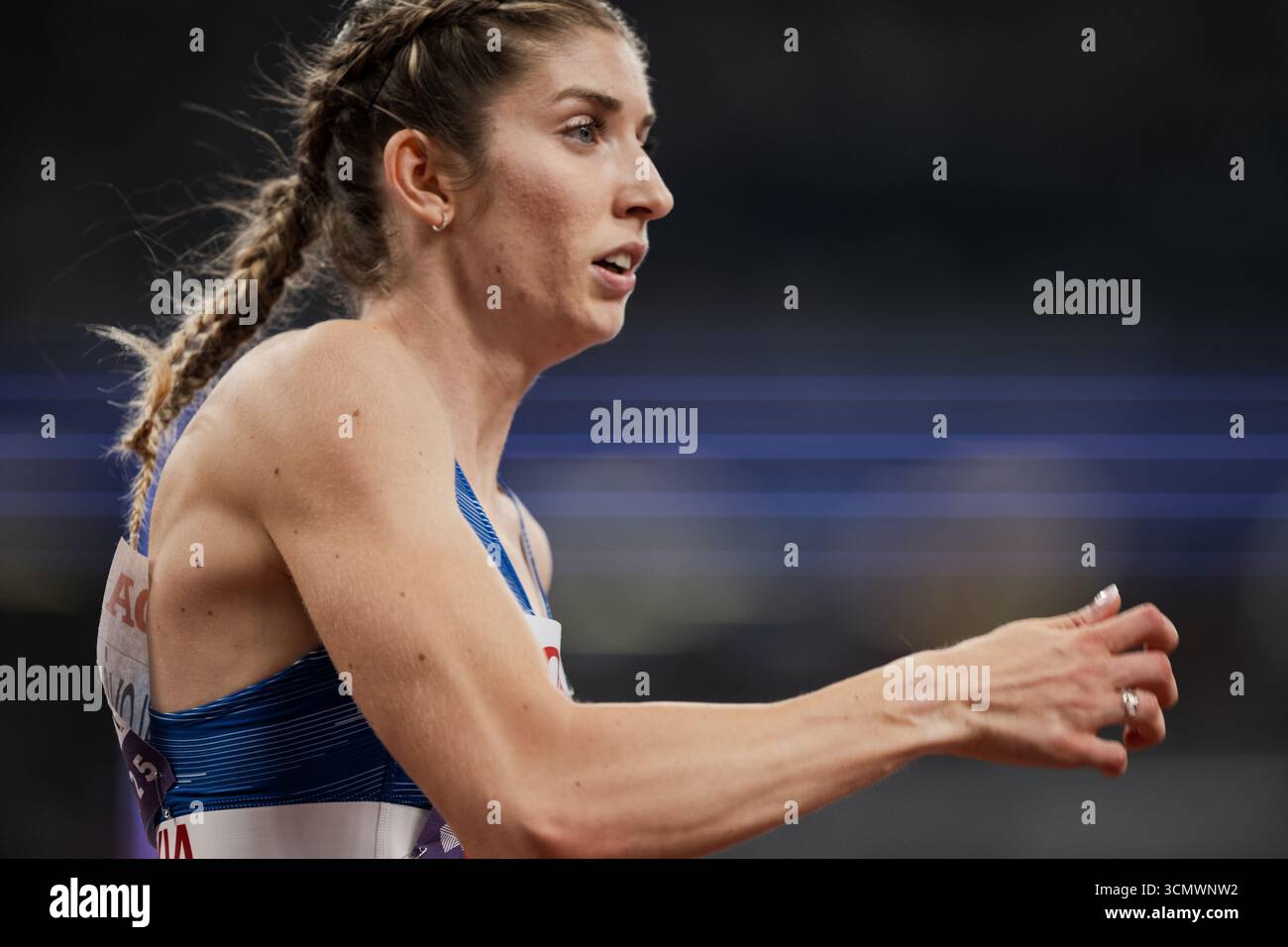 Emma Zapletalova of Slovakia competing in the Women's 400m Hurdles Semi ...