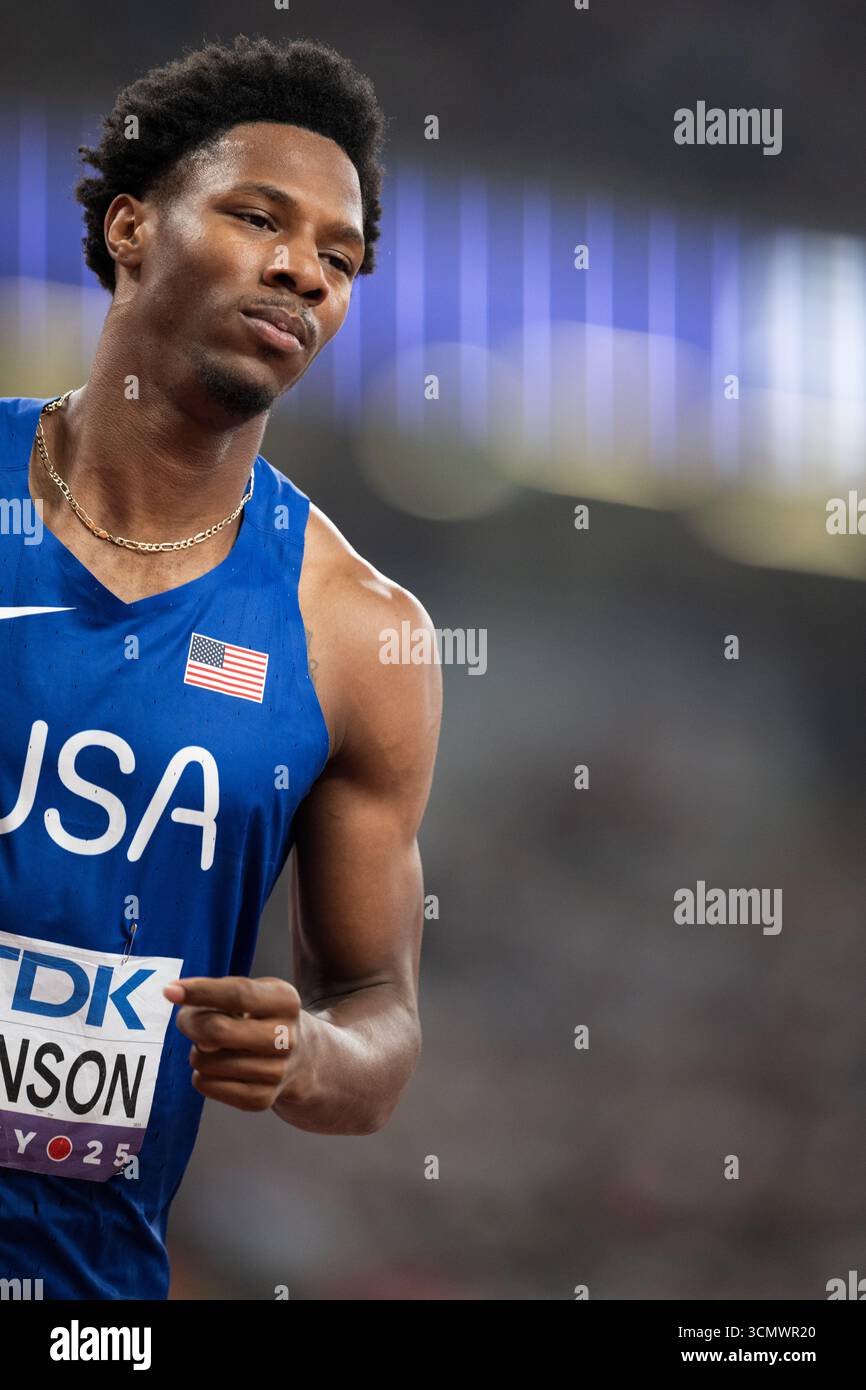 Chris Robinson of the USA competing in the Men's 400m Hurdles Semi ...