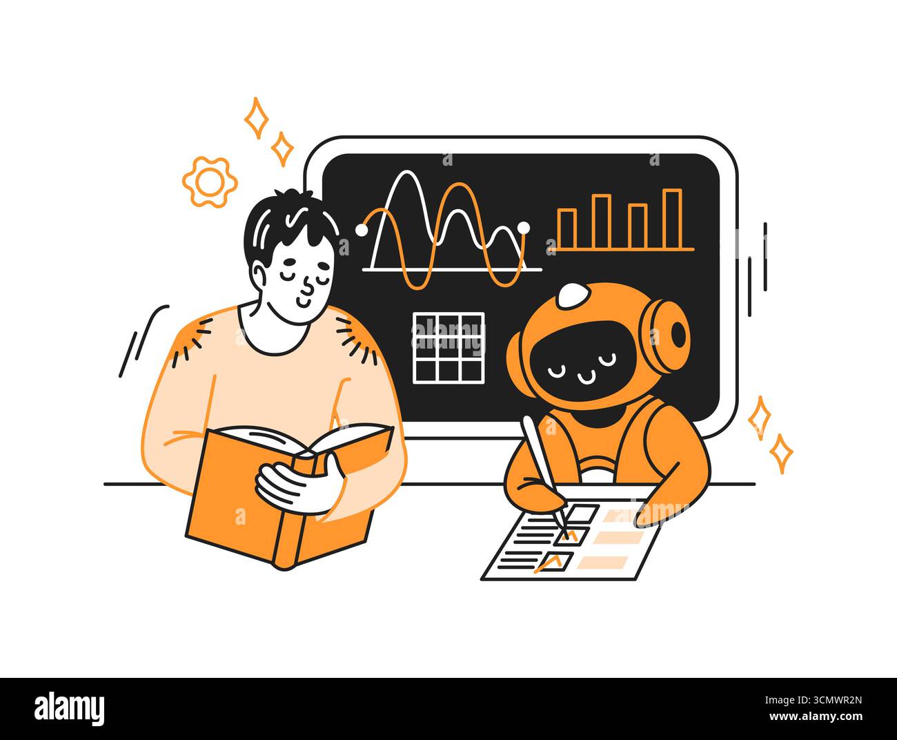 Robot writing on graph hi-res stock photography and images - Alamy