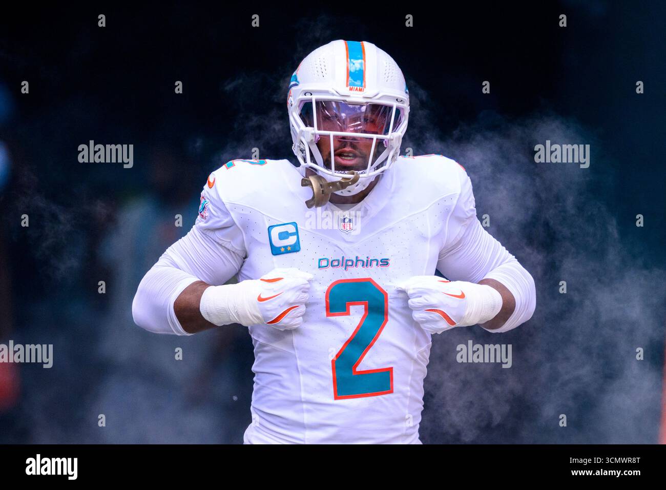 Miami Dolphins linebacker Bradley Chubb (2) gestures as he runs onto ...