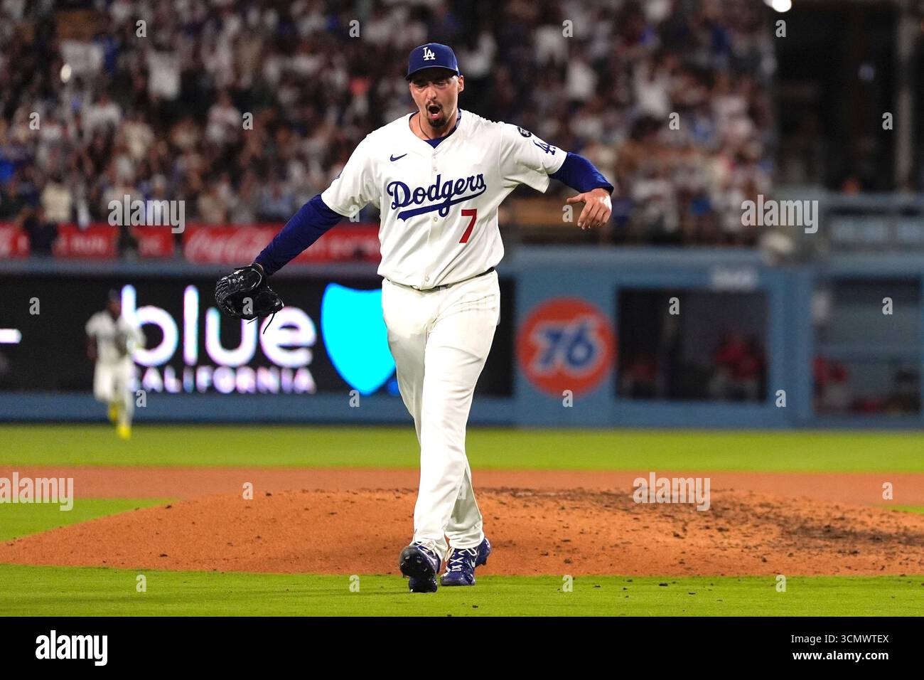Los Angeles Dodgers starting pitcher Blake Snell celebrates after ...