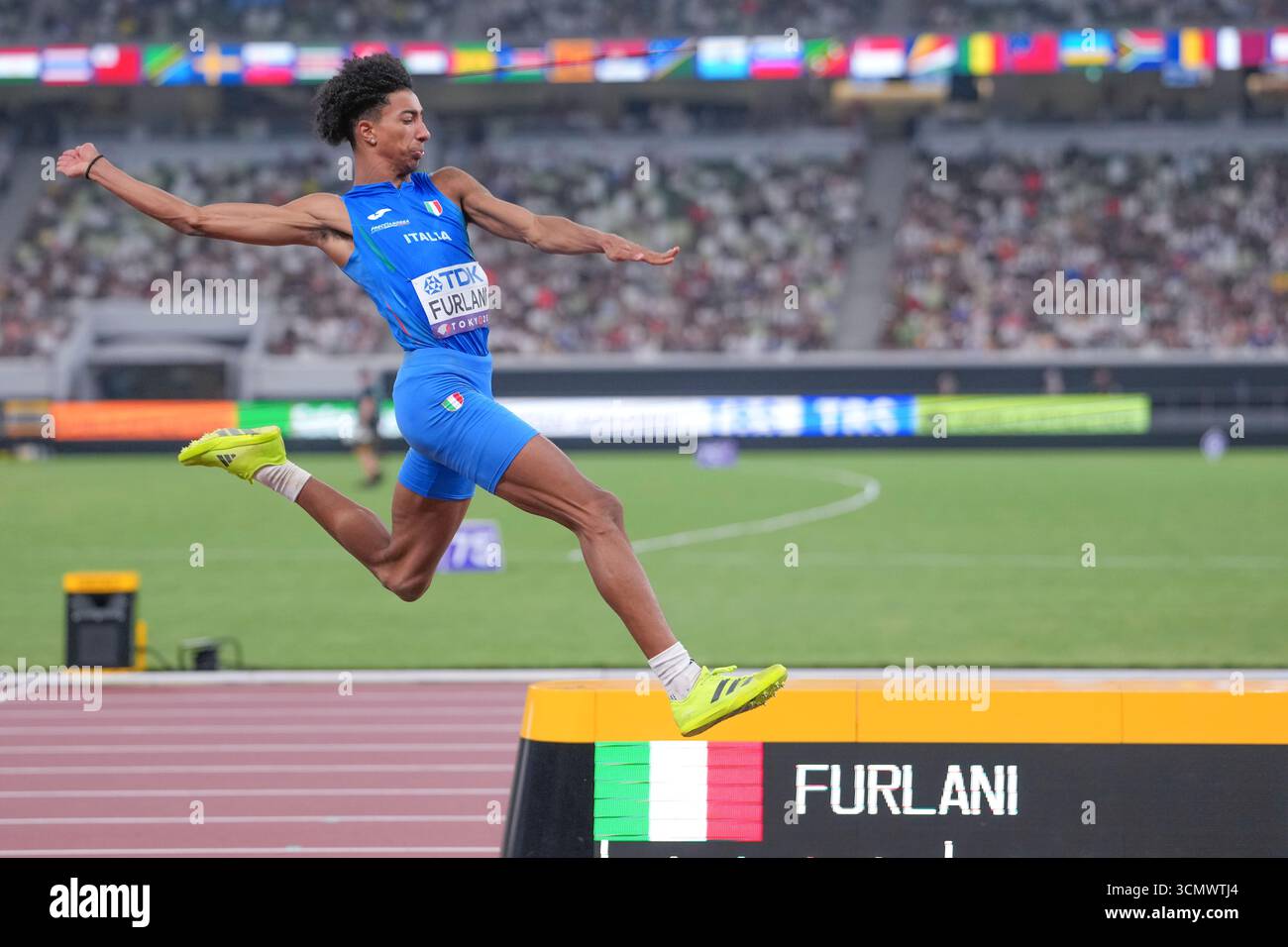 Tokyo (17 Sept 2025). Ialian athlete Mattia Furlani wins the Long Jump ...