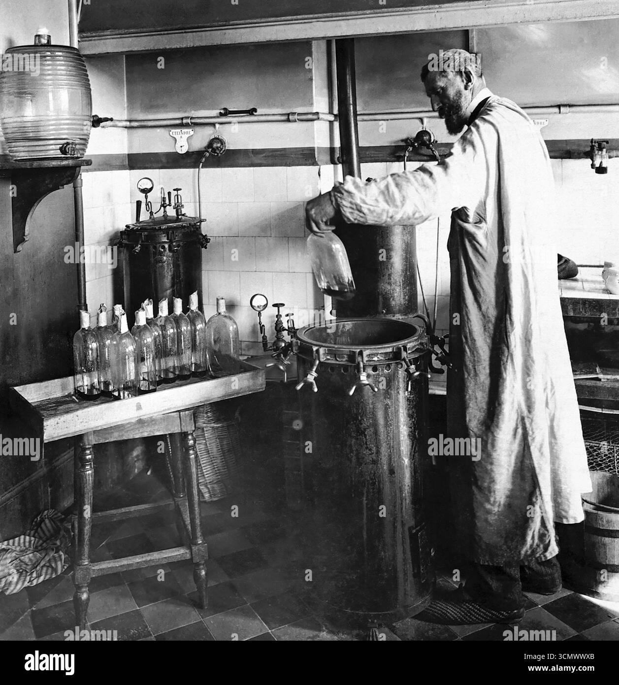 Louis Pasteur [1822 - 1895], microbiologist and chemist, performing an ...