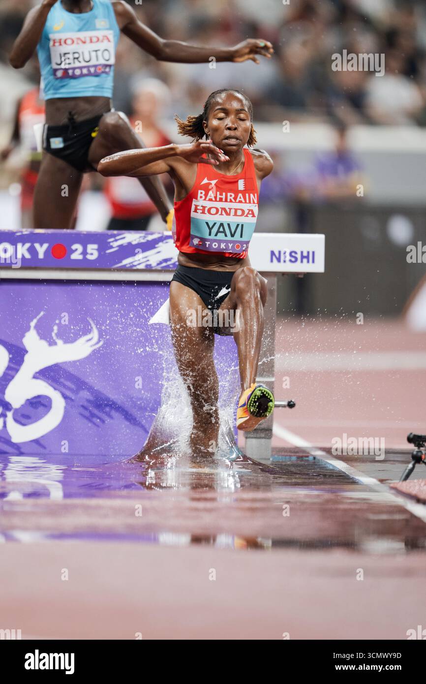 Winfred Yavi of Brunei competing in the Women's 3000m Steeplechase ...