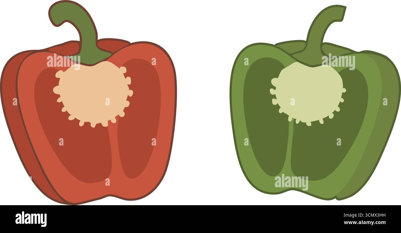 Curved green bell pepper Stock Vector Images - Alamy
