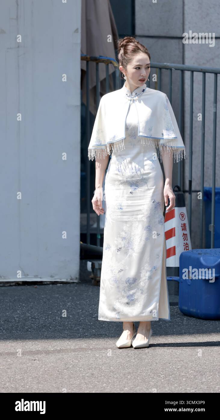 Chinese actress and singer Dong Xuan appears in Hangzhou City, east ...