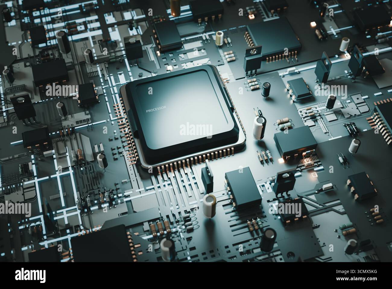 Powerful Processor on a Motherboard, 3D Rendering Stock Photo - Alamy