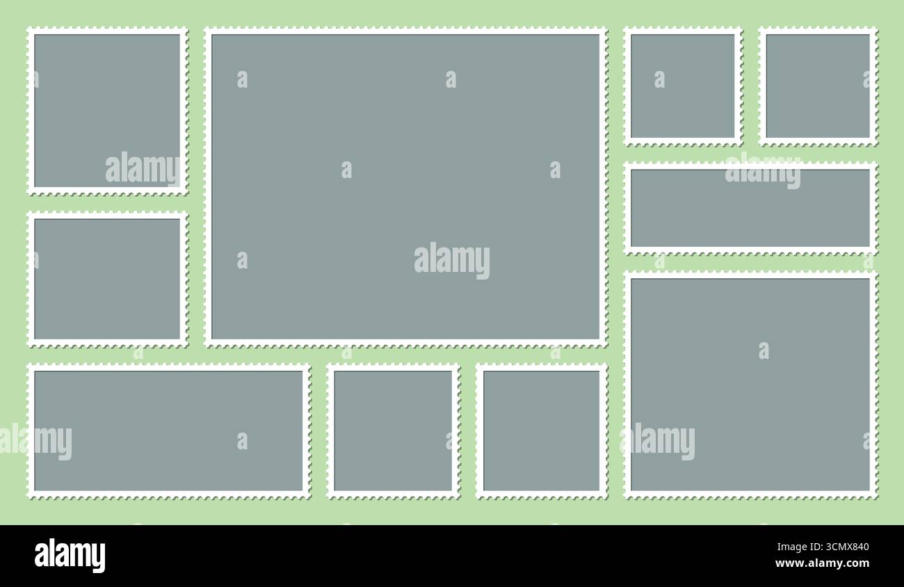 Creative Photo Collage Template Layout With Empty Frames and Green ...