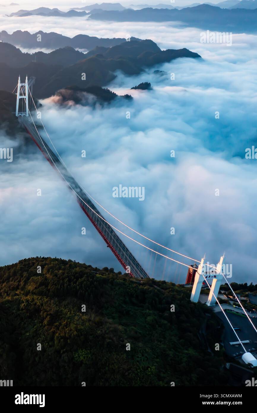 Aerial photo shows the Aizhai Bridge in Jishou City, south China's ...