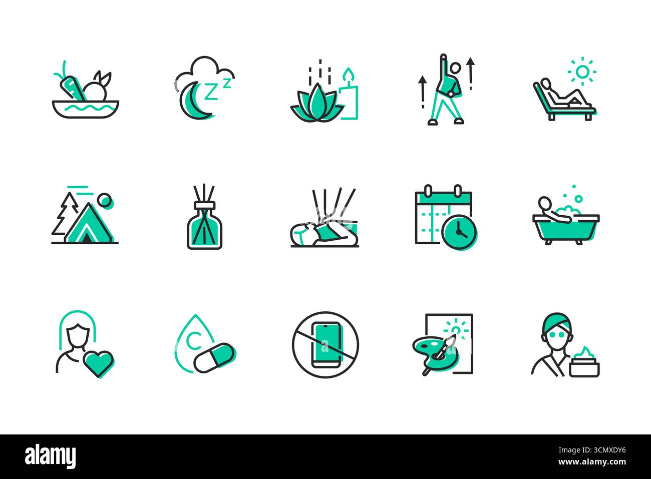 Self care icons line Cut Out Stock Images & Pictures - Alamy