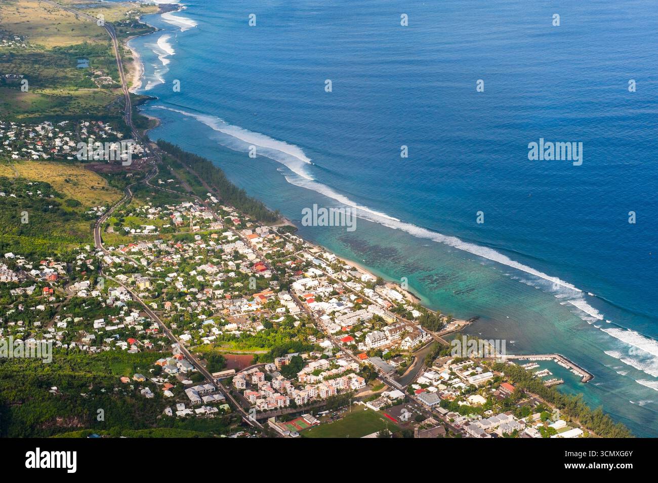 Aerial view of lagoon west coast , Saint-Leu. Reunion island Stock ...