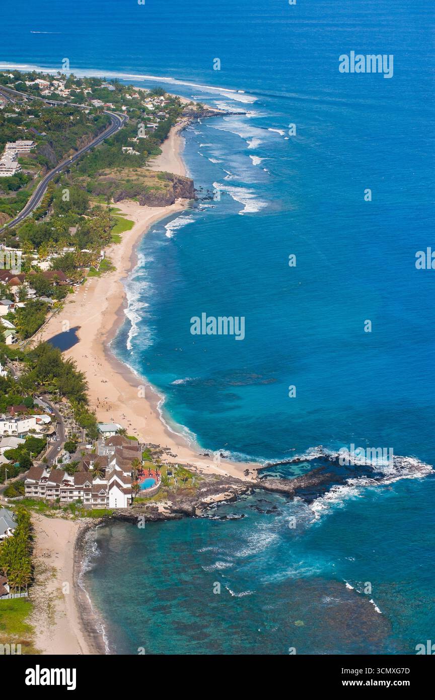 Boucan Canot hotel, aerial view of lagoon west coast, Saint-Gilles-les ...