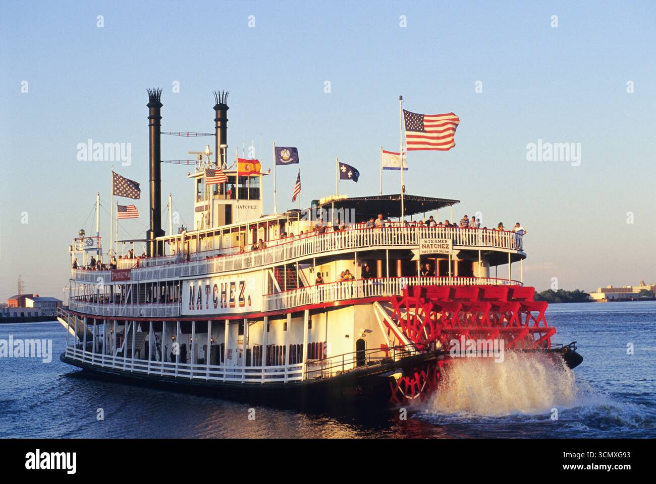 The sternwheel steamboat Natchez on the Mississippi River, New Orleans ...