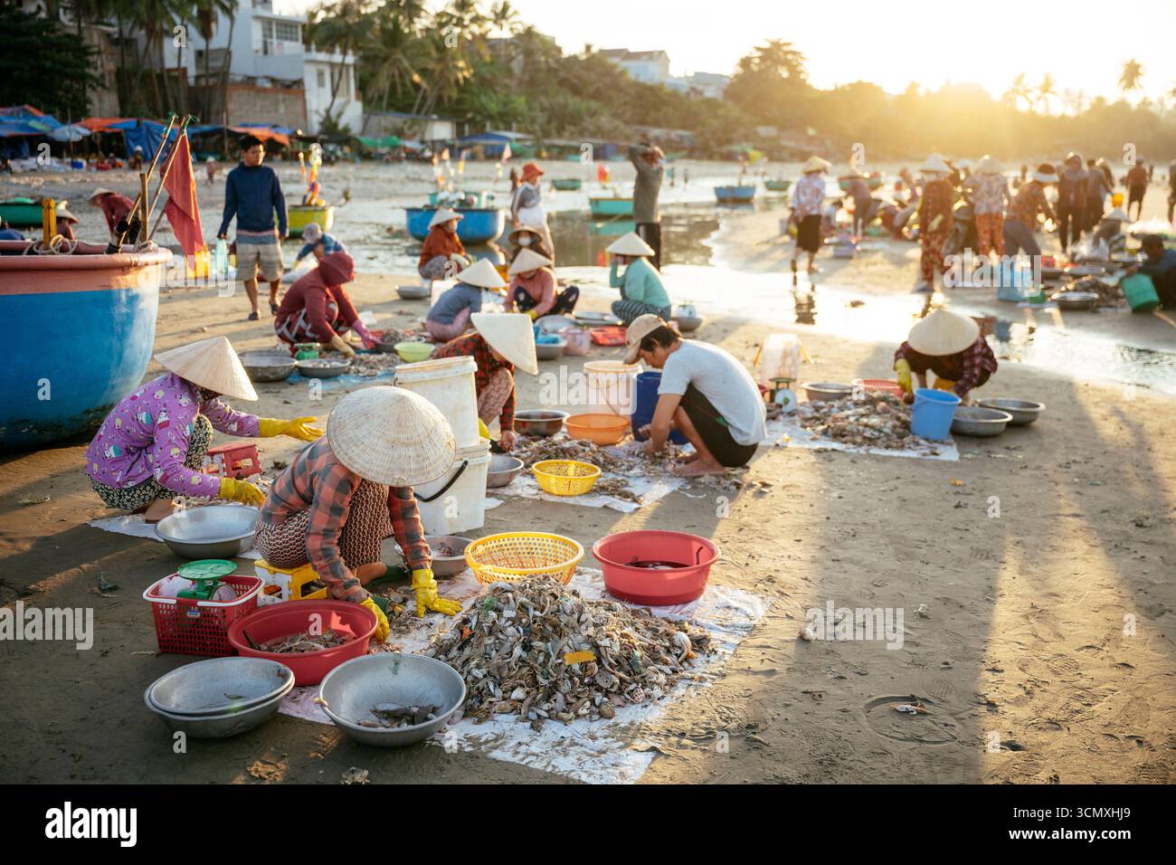 Mui Ne Fish Market at dawn, Mui Ne, Binh Thuan Province, Vietnam Stock ...
