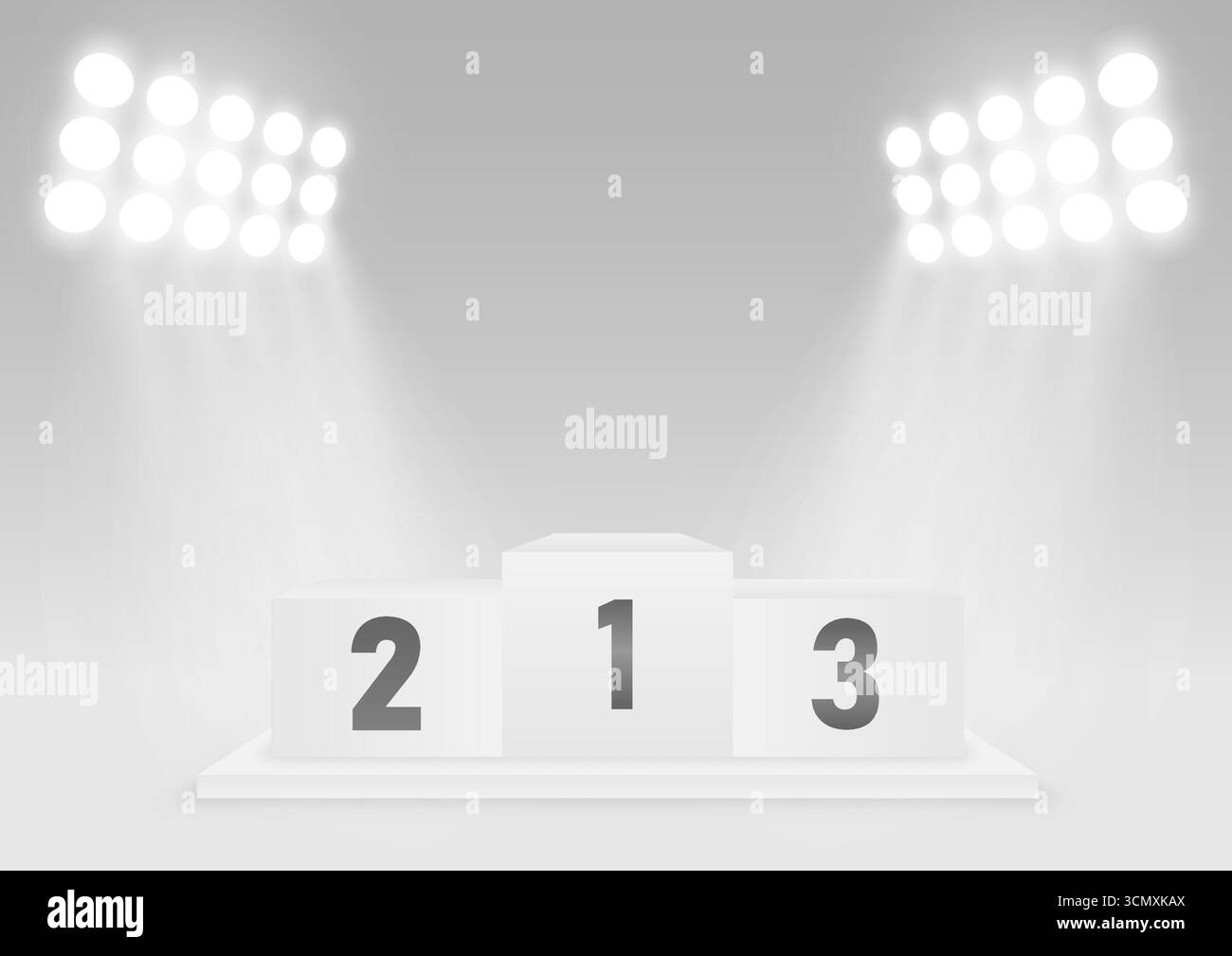 Sport Winners Podium Illuminated with Spotlights. Pedestal Sport ...