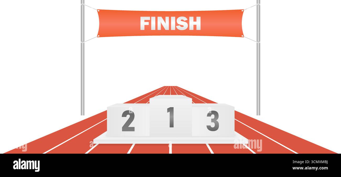 Sport Winner Podium on Running Track with Finish Line. Pedestal Sport ...