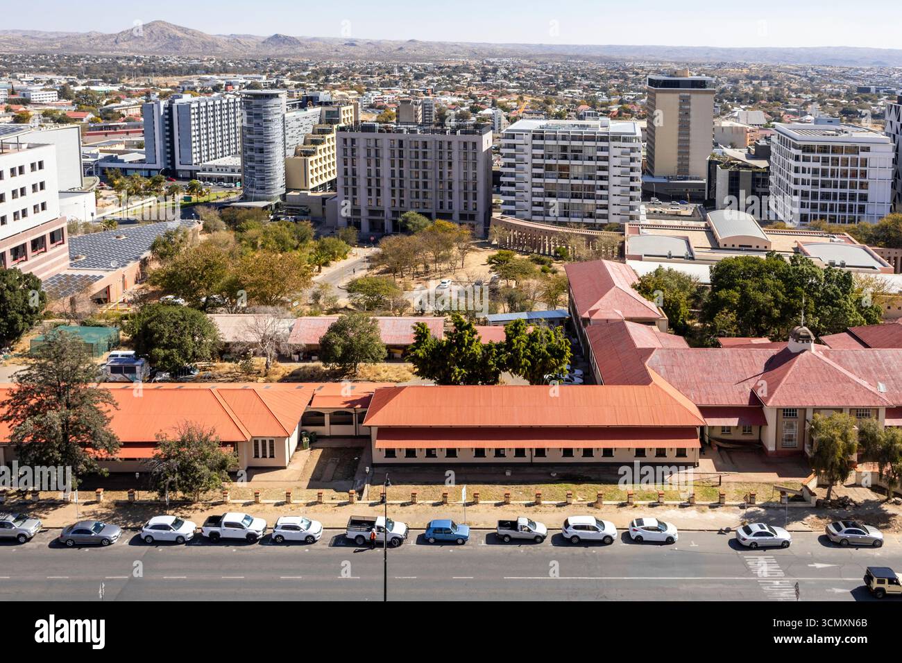 Modern downtown Windhoek, Namibia, with tall contemporary buildings ...