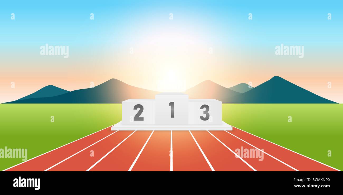 Sport Winner Podium with Running Track or Athlete Track. Pedestal Sport ...