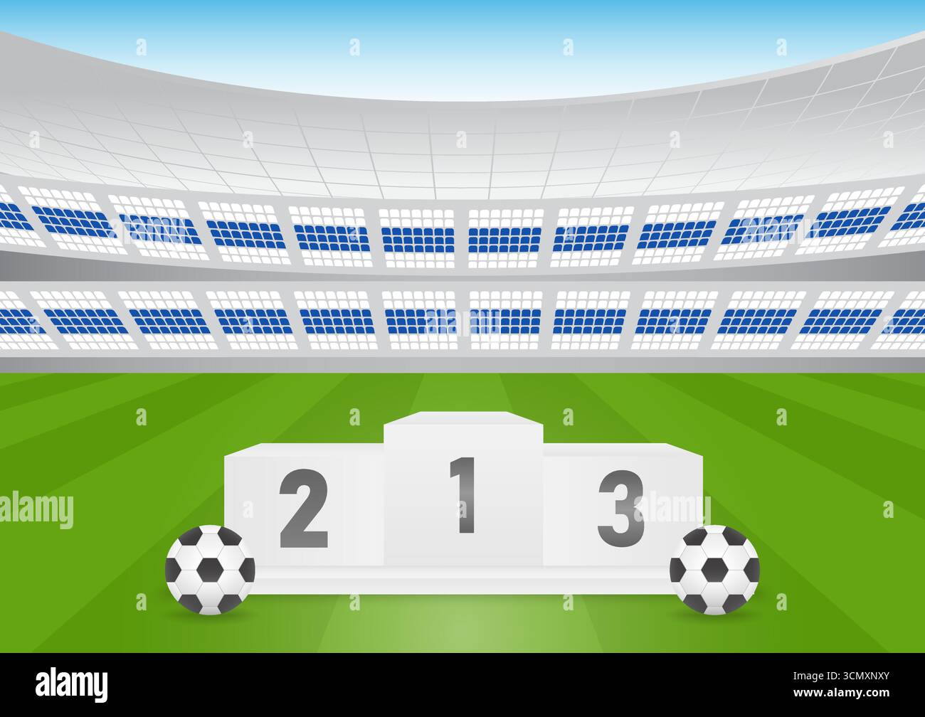 Sport Winner Podium on Soccer Field in Stadium or Sport Arena. Pedestal ...
