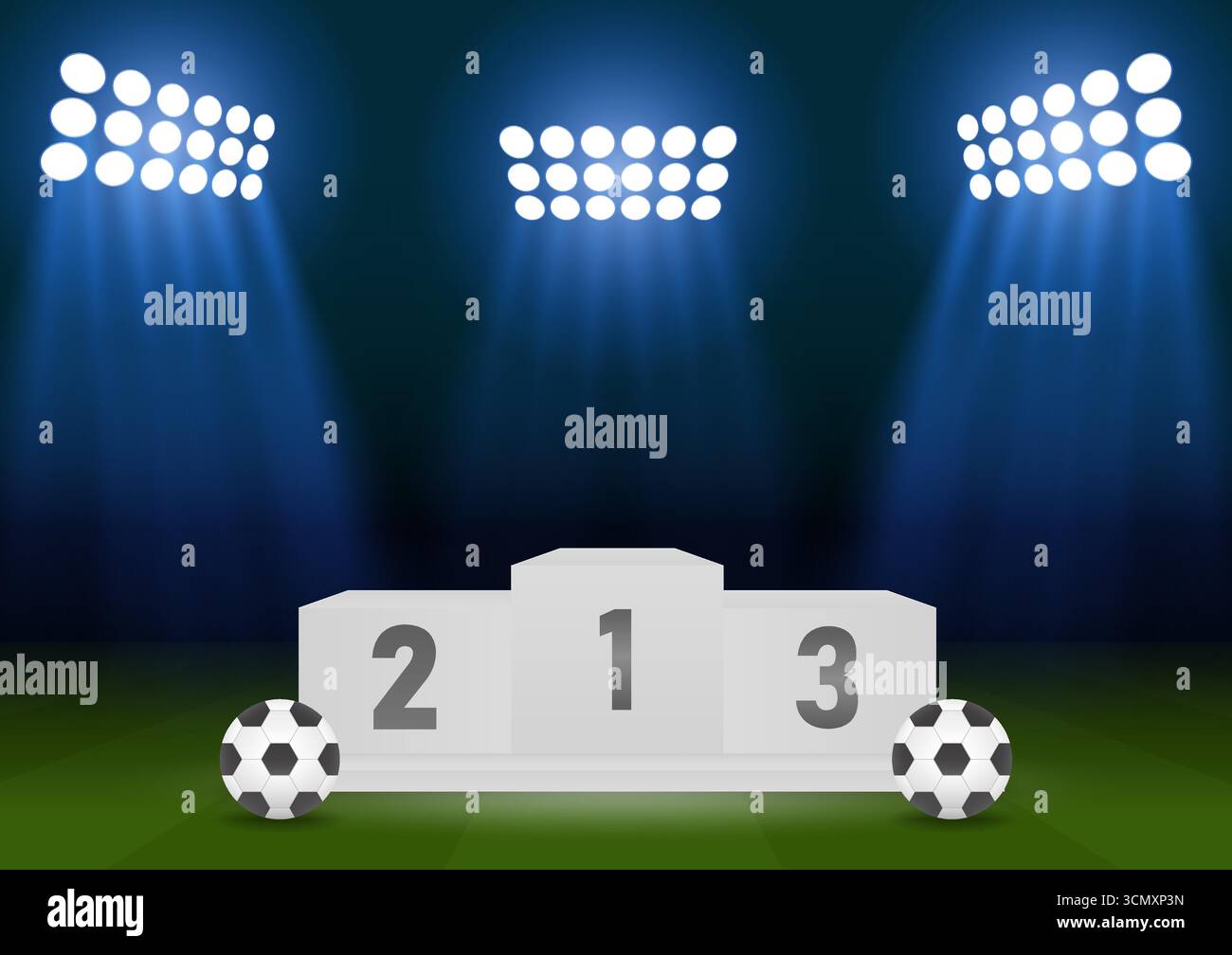 Sport Winner Podium on Soccer Field in Stadium or Sport Arena. Pedestal ...