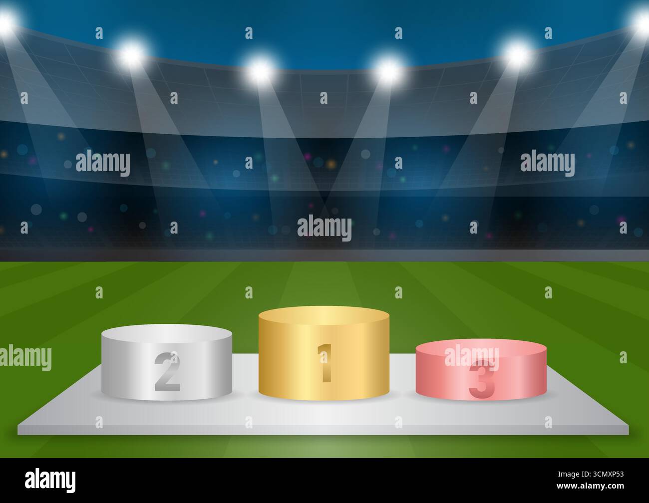 Sport Winner Podium on Soccer Field in Stadium or Sport Arena. Pedestal ...