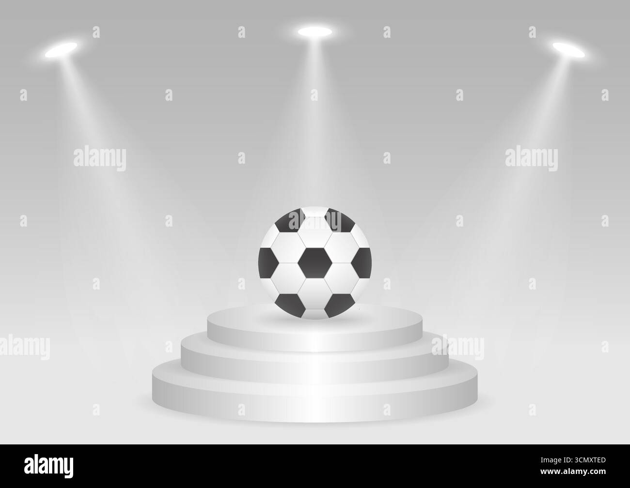 Football on Podium Illuminated with Spotlights. Vector Illustration ...