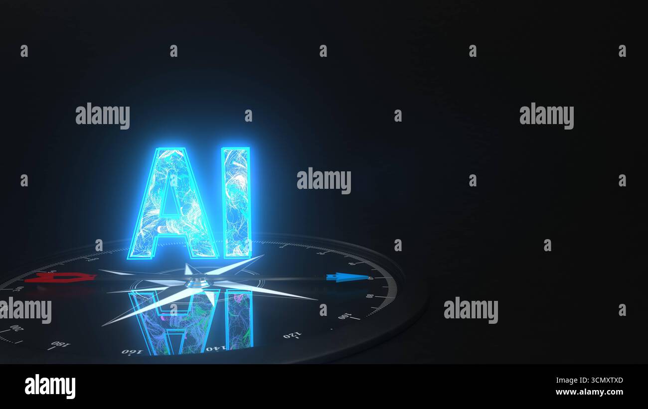 AI Direction Concept with Futuristic Compass and Glowing Letters ...
