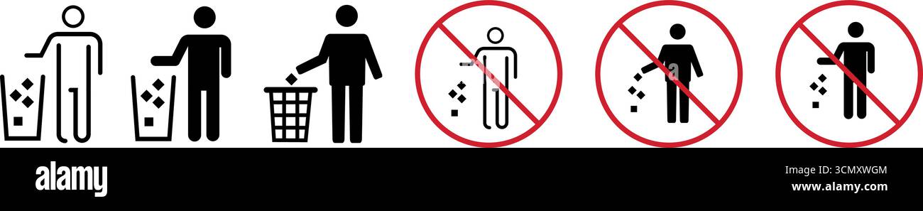 Trash and Recycling Bin Icons Set Waste Disposal, Garbage, and Ecology ...