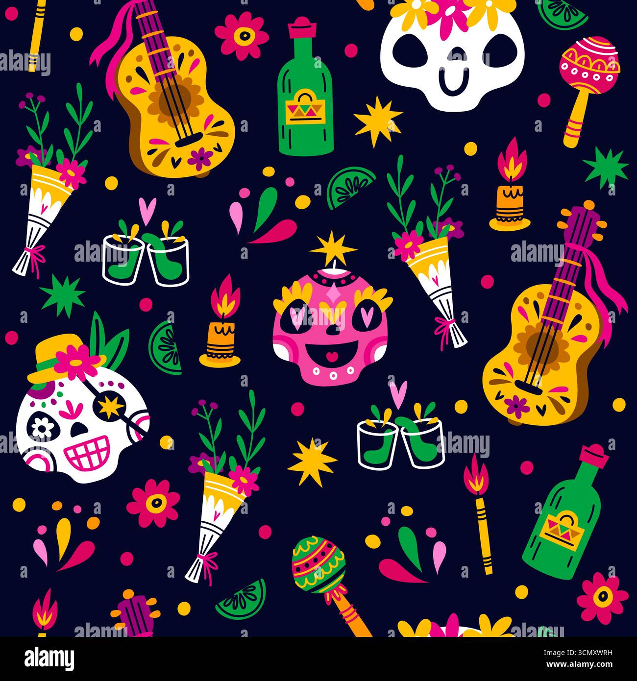 Mexico skull guitar Stock Vector Images - Alamy